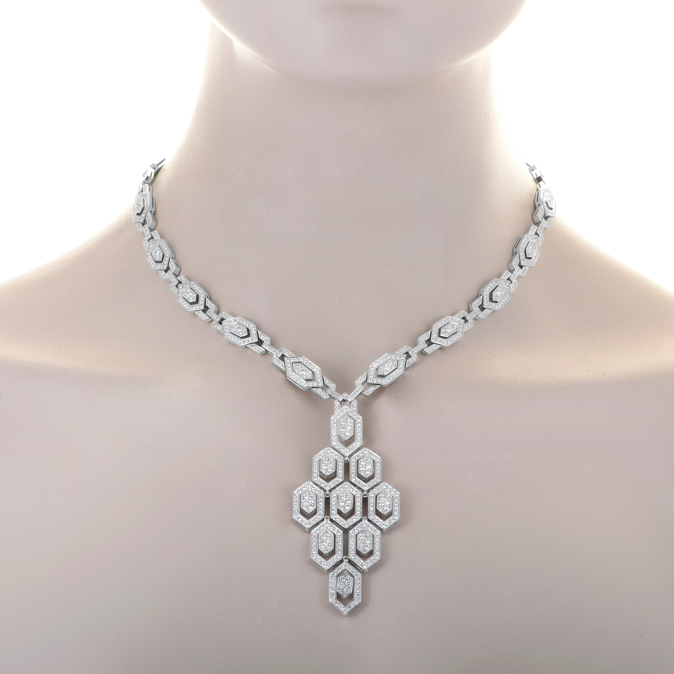 Bvlgari Serpenti Inspirations 18K White Gold Full Diamond Pave Pendant ... Bvlgari Serpenti Inspirations 18K White Gold Full Diamond Pave Pendant ...